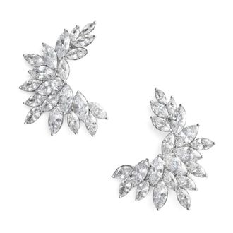 Self Portrait Femme, Accessoires, Gris, Taille: ONE Size Boucles doreilles manchette en cristal