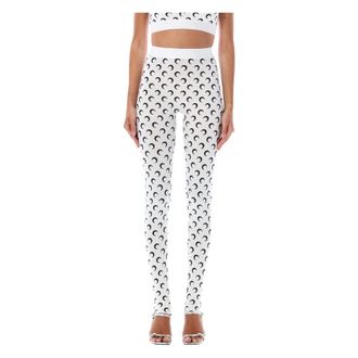 Marine Serre Femme, Pantalons, Multicolore, Taille: 36 FR Leggings Phase Lune Optique Blanc Noir