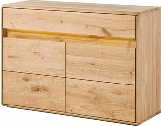 Massivmoebel24 Sideboard Wildeiche inkl. led 123x43,5x86 natur ge&ouml;lt cardiff 131