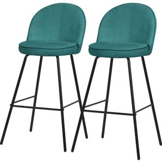 ML Design ML-Design Barhocker 2er Set Petrol mit Stoffbezug, 75 cm hoch, Gepolsterte Barst&uuml;hle mit Stahlgestell, K&uuml;chenst&uuml;hle mit R&uuml;ckenlehne und Fu&szlig;st&uuml;tze