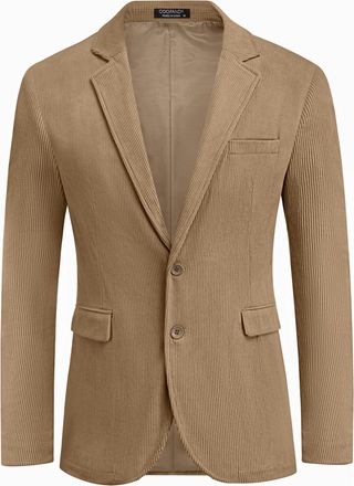 Coofandy COOFADNY Herren Casual Cord Blazer Klassische Passform Zwei Kn&ouml;pfe Sport Mantel Mode Revers Blazer Jacke, Kaffee, XX-Large