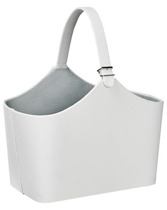 Beliani Korb mit Griff Kunstleder hellgrau rechteckig schmal 26x41 cm modern Elam