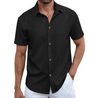 Generic Chemise boutonn&eacute;e &agrave; manches courtes pour homme, chemise hawa&iuml;enne &agrave; col rabattable, t-shirt d&eacute;t&eacute; &agrave; col cubain, t-shirt d&eacute;contract&eacute;, vacances, plage, c