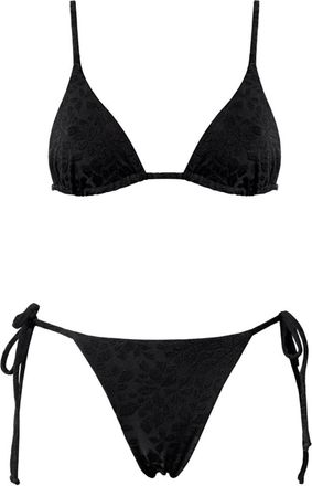 Anekdot Damen vegan Bikini Set Olbia Triangle Schwarz Floral Jacquard