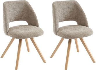 Vente-Unique Vente-unique - Lot de 2 chaises en tissu et bois dh&eacute;v&eacute;a - Taupe - vesiani