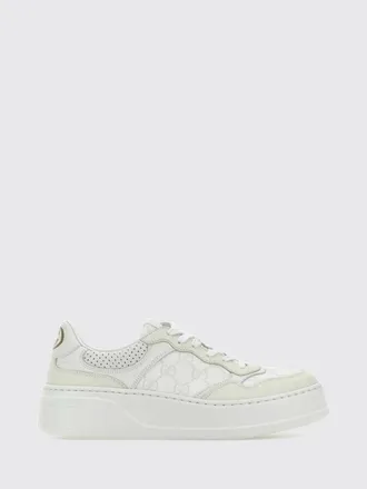 Gucci Baskets basses en cuir et tissu GG Supreme avec semelle plateforme