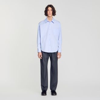 Sandro Chemise en coton &agrave; rayures