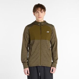 New Balance Homme Heat Grid Hooded Full Zip en Marron, Poly Knit, Taille XL