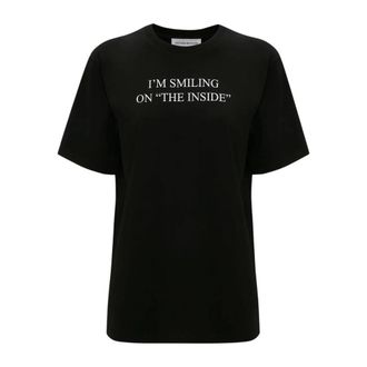 Victoria Beckham Femme, Tops, Noir, Taille: 40 FR Slogan Tee Im Smiling On The Inside