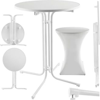 TecTake TecTake Table Haute Mange Debout Table Bistrot Table de Bar Ronde Table Pliante Acier laqu&eacute; &Oslash; 90cm x 110 cm Housse Mange Debout Incluse pour R&eacute;ception
