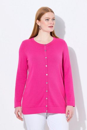 Ulla Popken Strickjacke Twinset-Strickjacke Rundhals Langarm Pima Cotton