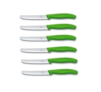Victorinox by Swiss Army 6 St&uuml;ck Tafelmesser - Tomatenmesser Swiss Classic mit Wellenschliff - Swiss Made - Gr&uuml;n