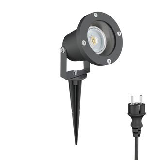 LEDs Com LED Gartenstrahler DUK anthrazit mit Erdspie&szlig; f&uuml;r au&szlig;en, IP65, inkl. GU10 LED Reflektor (warmwei&szlig;, 5,4W, 510lm, 45&deg;)