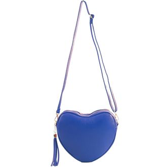 modamoda.de T267 Damen Leder Herzf&ouml;rmige Umh&auml;ngetasche Schultertasche, handmade in Italy (Signalblau)