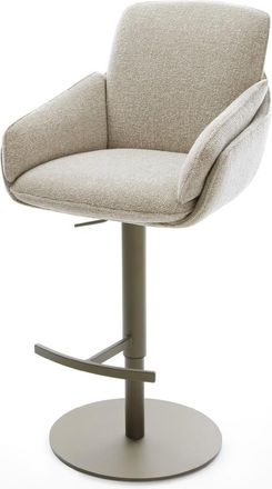 DELIFE Barstuhl Luan-Flex Webstoff Soft Beige Drehfu&szlig; h&ouml;henverstellbar Metall Titanfarben, Barst&uuml;hle