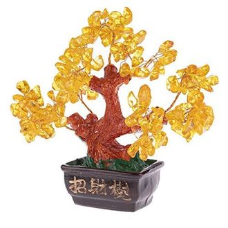 La Chineuse Feng-Shui-Baum, Marron et Jaune Dominant, 15x17x8cm