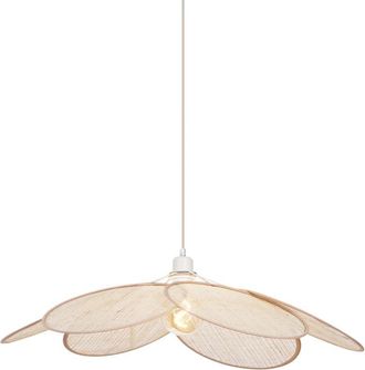 QAZQA Japandi Japandi H&auml;ngelampe I Pendellampe I Pendelleuchte Creme mit Leinenschirm - Aisha I Wohnzimmer I Schlafzimmer - Leinen Andere - LED geeignet E27