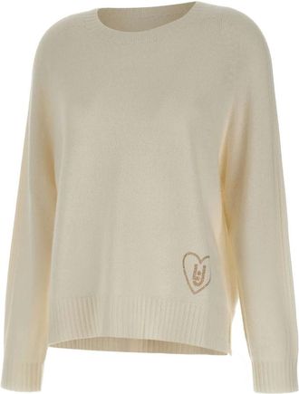 Liu Jo Femme, Pulls, Blanc, Taille: 44 FR Pull en m&eacute;lange de laine avec incrustation