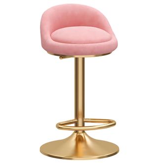 Generic Barhocker mit Theke, drehbare Barhocker mit H&ouml;henverstellung, samtbezogener Barstuhl mit niedriger R&uuml;ckenlehne und Fu&szlig;st&uuml;tze f&uuml;r Zuhause, K&uuml;che, Esszi