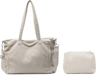 Generic Sac fourre-tout en velours c&ocirc;tel&eacute; pour femme avec sangle r&eacute;glable et pochette pour l&eacute;cole, le travail, les voyages, le shopping, beige, 350.00*220.00*
