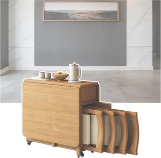 Generic Table a Manger Pliante Ensemble Table et chaises Extensibles Table de Salle &agrave; Manger Pliante Facile &agrave; d&eacute;placer avec tiroirs de Rangement Tables de Sal