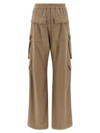 Rick Owens Womens Beige Cotton Cargo Pants