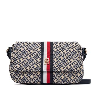 Tommy Hilfiger Handtasche Tommy Hilfiger Th Jacquard Ess Crossover AW0AW19066 Blau