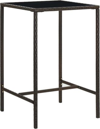vidaXL Garten-Bartisch Braun 70x70x110 cm Poly Rattan und Glas - Vidaxl
