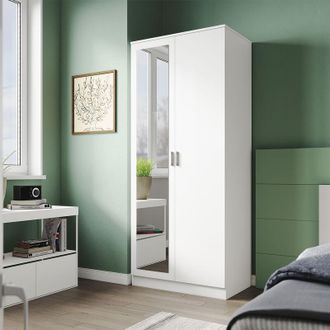 Sonni Schlafzimmermöbel Set Kleiderschrank mit Spiegel und Schubladen 2 Türen Schlafzimmermöbel weiß 76x47x180cm - Sonni