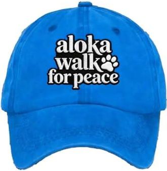 Generic Broderie &agrave; la main Unisexe Marche pour Peace Hat Moines et Aloka Dog Peace Walking Casquette de baseball, bleu, Taille unique