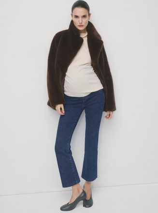 Mango Jean de grossesse flare crop bleu fonc&eacute; - Femme - 34 - MANGO