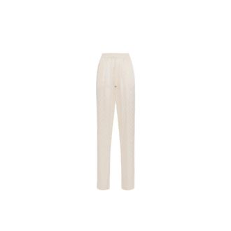 Elisabetta Franchi Satin-Jogginghose mit Jacquard-Diamantmuster - - Trousers - Damen - Wei&szlig; - S