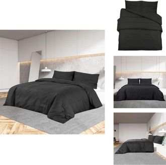 vidaXL Ensemble de housse de couette Noir 260x240 cm Microfibre l&eacute;g&egrave;re - Housses De Couette - Literie - Drap Housse - Textile De Maison - D&eacute;coration De
