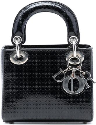 Dior Hobo Bags - Mini Metallic Patent Microcannage Lady Dior - Gr. unisize - in Schwarz - f&uuml;r Damen