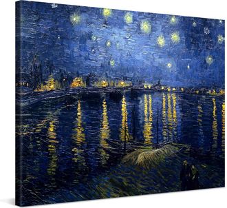 Picanova Vincent Van Gogh Die Sternennacht Over The Rhone 40x30 cm - Bild auf Leinwand - Leinwandbild - Premium Leinwanddruck - Kunstdruck Auf 2cm Holz-Keilrah