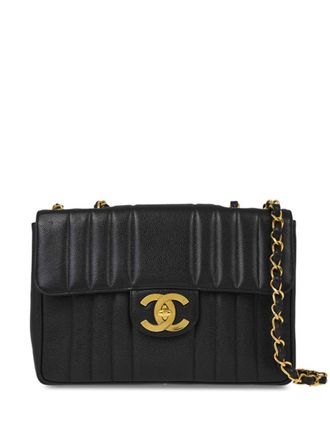 Chanel sac porté épaule Mademoiselle à rabat (1992) - Noir