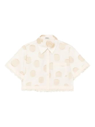 SIMKHAI Ausgefranstes Topanga Hemd mit Polka Dots - Nude