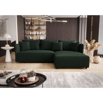 Fun Möbel Ecksofa Schlafsofa evora Stoff Poso Grün Ottomane Rechts