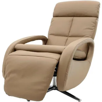 Hhg Neuwertig] Relaxsessel HHG 399, Design Fernsehsessel TV-Sessel Liegesessel, Liegefunktion drehbar, Voll-Leder taupe