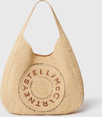 Stella McCartney Logo Raffia Slouchy Large Tote Bag, Woman, Natural