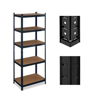 Relaxdays &Eacute;tag&egrave;re &agrave; Charge Lourde, HxLxP : 180x70x45 cm, jusqu&agrave; 500 kg, Acier & MDF, 5 Niveaux, Garage, Stockage, Noir