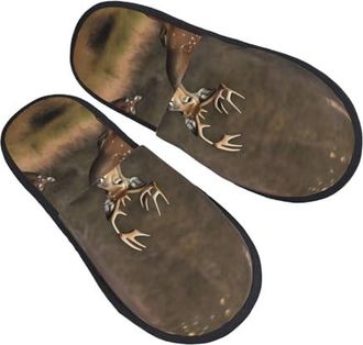 Generic Chasse Au Cerf Unisexe Slippers Doux Chaussures De Maison Peluche Chaussons Pour Maison Automne Hiver L