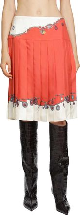 Versace Printed Twill Silk Midi Skirt