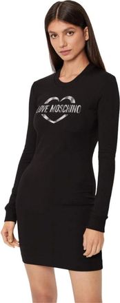 Love Moschino Femme, Robes, Noir, Taille: 38 FR Chic Robe Logo en M&eacute;lange de Coton