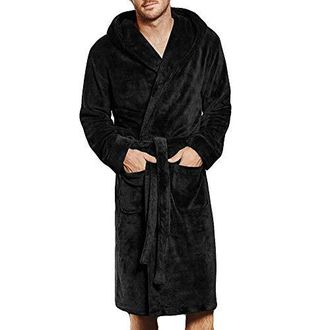 ZYUEER Peignoir de Bain Hommes, Nouveau V&ecirc;tements De Nuit dhiver en Peluche Allong&eacute; Ch&acirc;le &Agrave; La Maison V&ecirc;tements &Agrave; Manches Longues Robe Oversize Solide Couleu