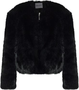 Stand Studio veste zippée en fourrure artificielle - Noir
