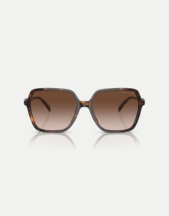 Michael Kors Jasper eckige Sonnenbrille mit braunem Glas in dunkler Havanna-Optik