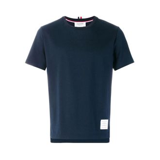 Thom Browne Homme, Tops, Bleu, Taille: 2XL T-shirt Bleu Marine &agrave; Fentes Lat&eacute;rales