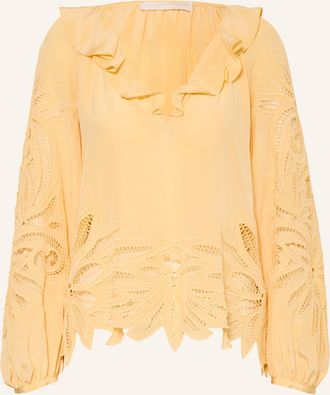 Ulla Johnson Ulla Johnson Blusenshirt Adonis Aus Seide Mit Lochspitze gelb