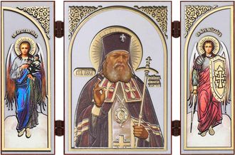 NKlaus Heiliger Luka dem Chirurgen - Ikone Triptychon Christlich - Holz Altar 16864